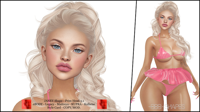 Second Life Marketplace - ~BBB~ JANEY Shape - LeL - Prim Head 3.1